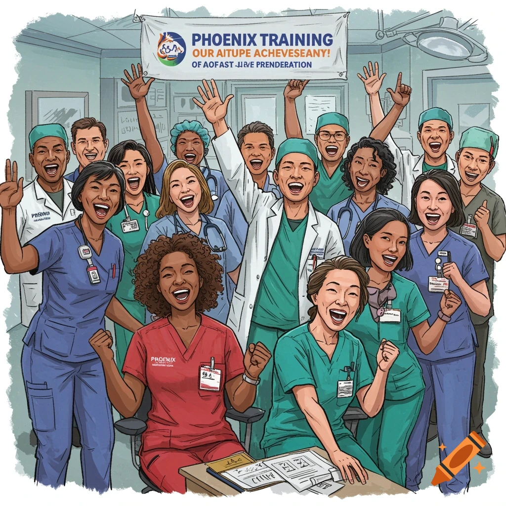 Hospital staff celebrating Phoenix training group's workplace violence ...