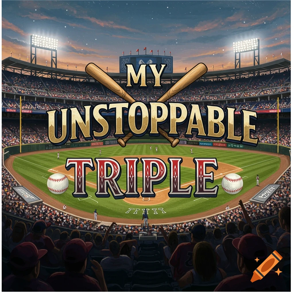 Baseball stadium background with the words 'MY UNSTOPPABLE TRIPLE' in ...