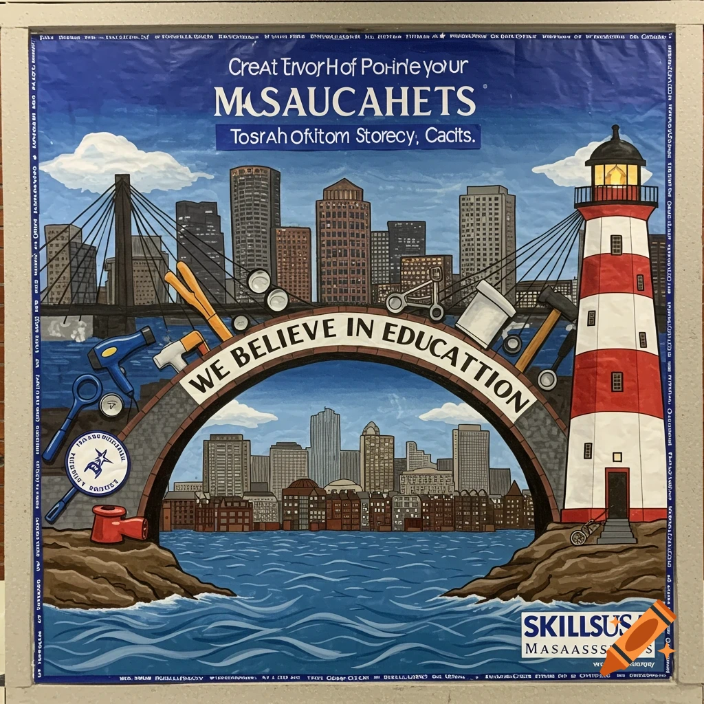 Promotional bulletin board featuring a CTE program tool bridge and the ...