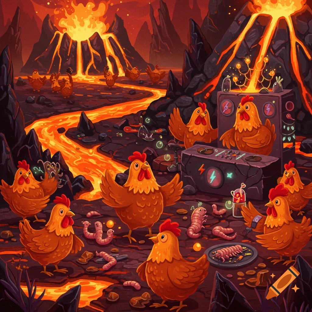 Lava chicken party on Craiyon