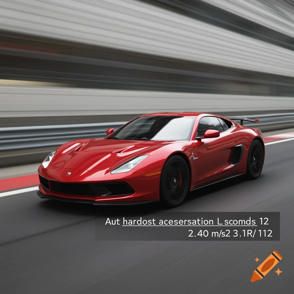 Car accelerating at 2.40 m/s^2 for 12 seconds on Craiyon