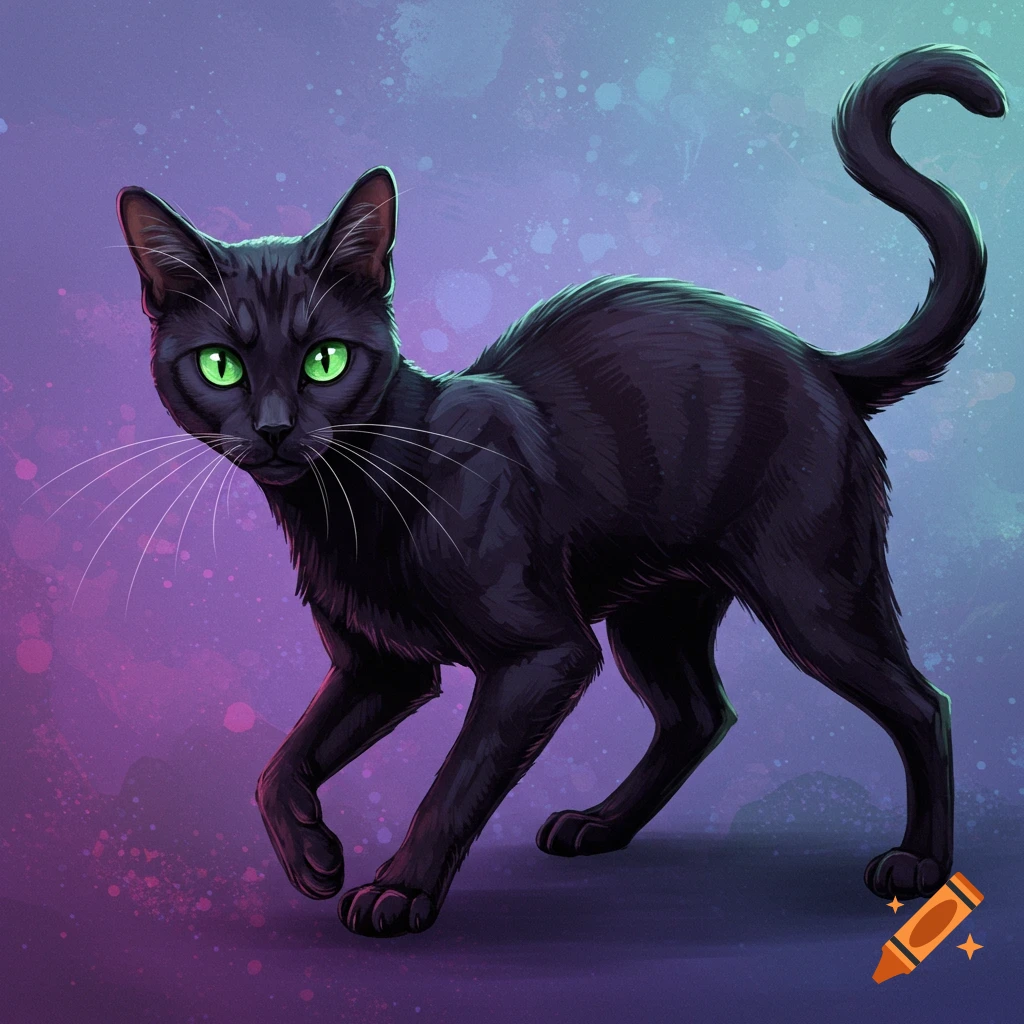 Fluffy purple cat with green eyes plays with yarn and a butterfly ...