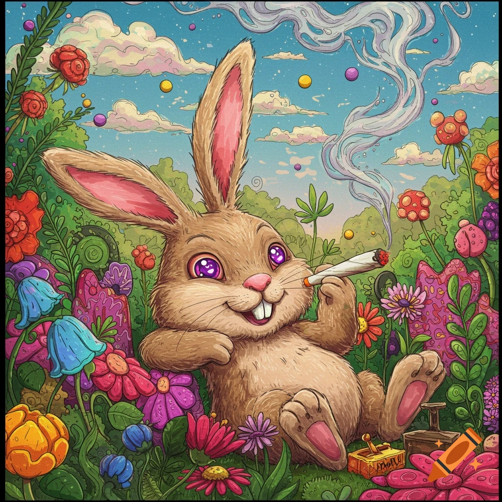 Bunny smoking a joint on Craiyon