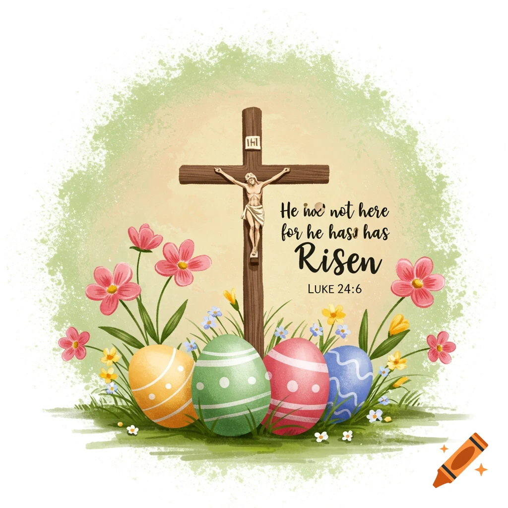 Easter background with flowers, Easter eggs, a cross, and the Bible ...