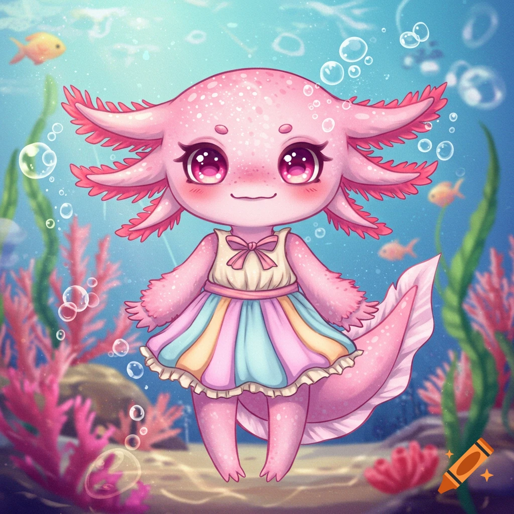 Cute anime axolotl girl on Craiyon