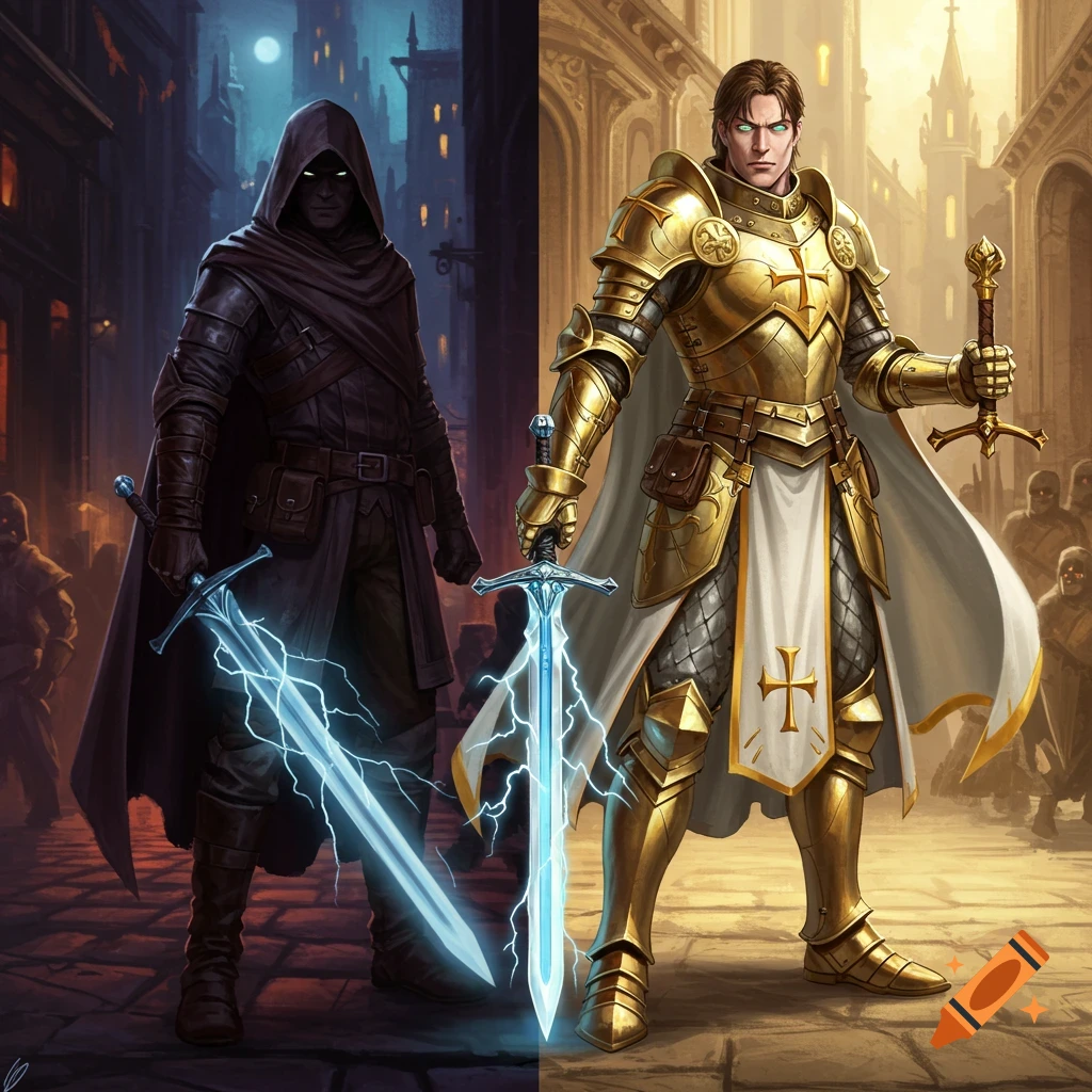 Doomslayer and Jesus Christ standing on clouds, reaching out as if to ...