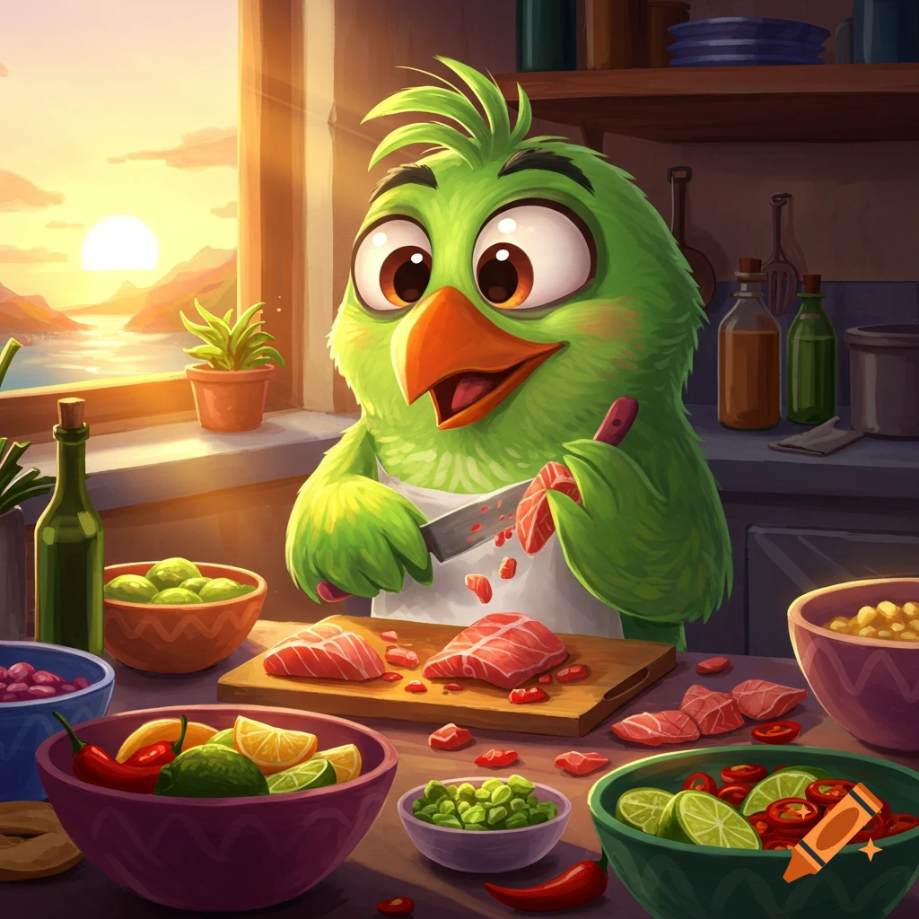 Baby Bird Eating Cartoon