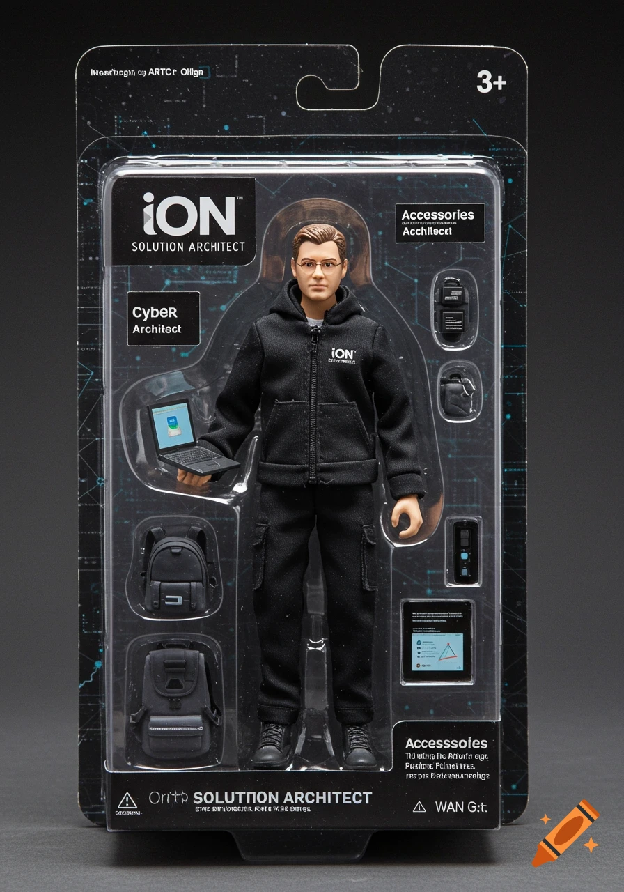 Action figure in packaging labeled 'iON Solution Architect' with ...