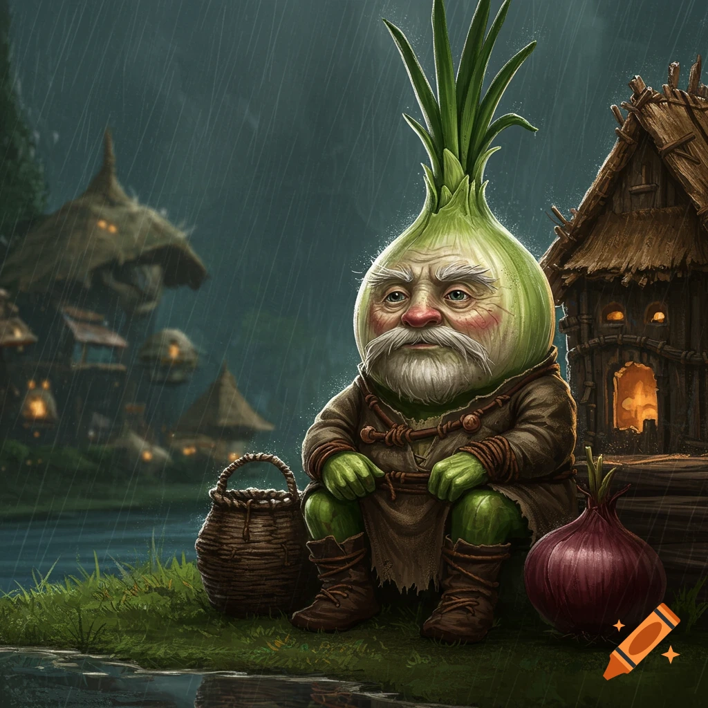 The Onion Elder, a mystical anthropomorphic vegetable figure in a ...