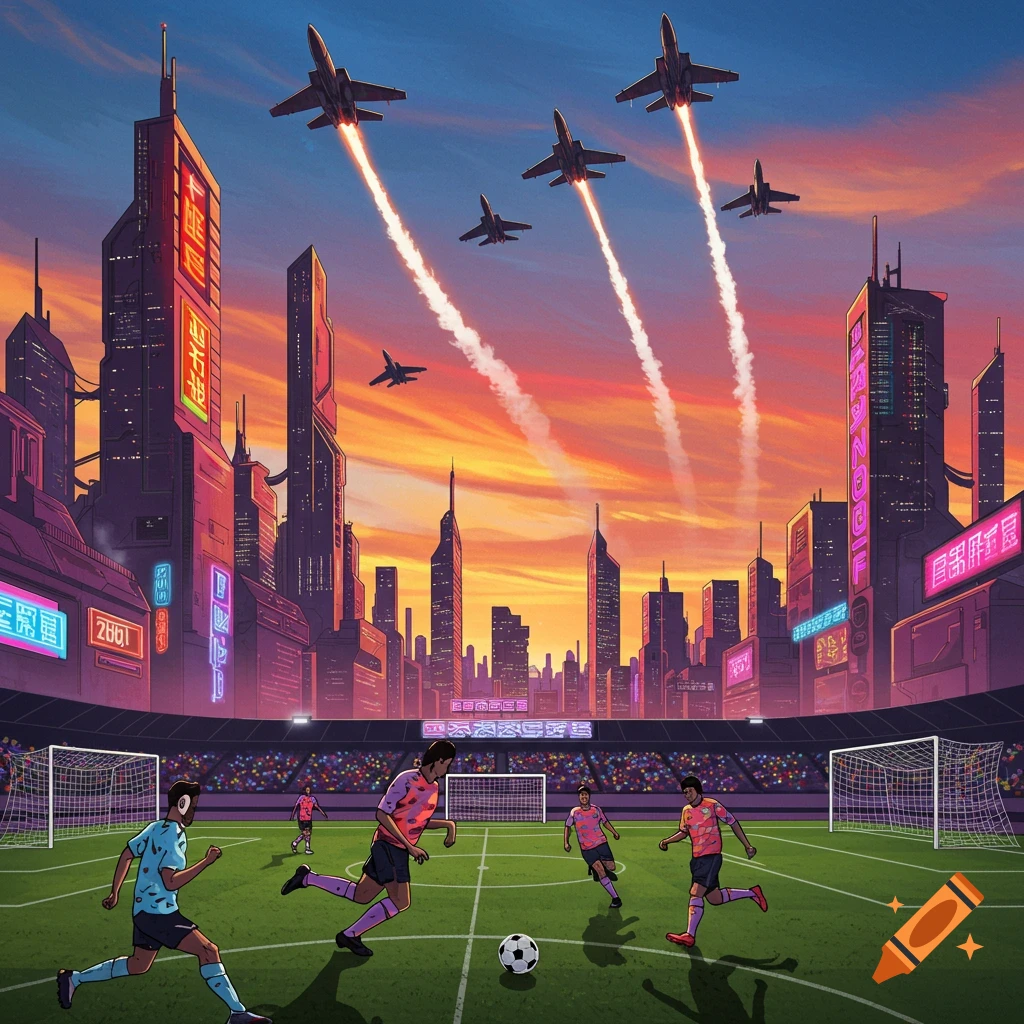 Jets and soccer on Craiyon