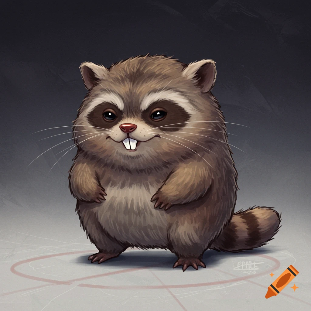 A cute, furry raccoon-like creature with buck teeth on Craiyon