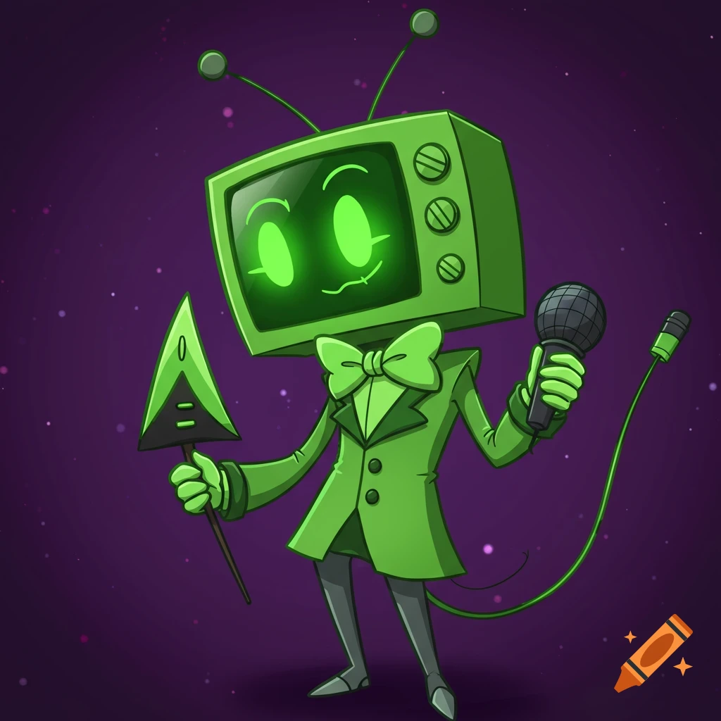 Buster Moon meets Vee, a tall pistachio green TV character with a ...