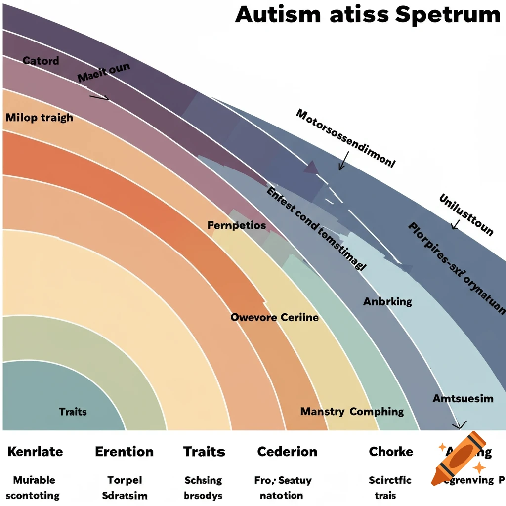 Infographic illustrating autism spectrum with gradient on Craiyon