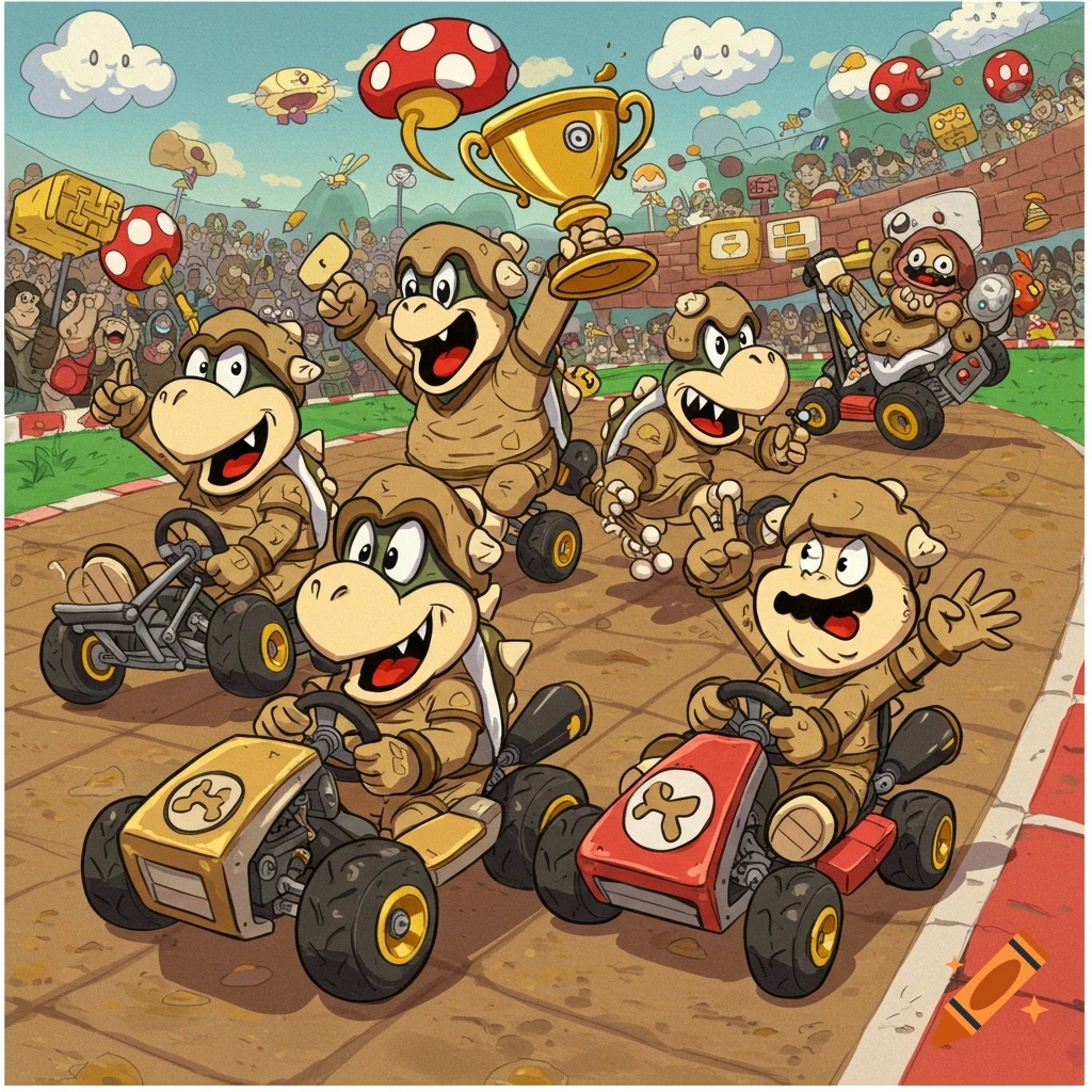 Bone Dry Dudes Mario Kart Team on Craiyon