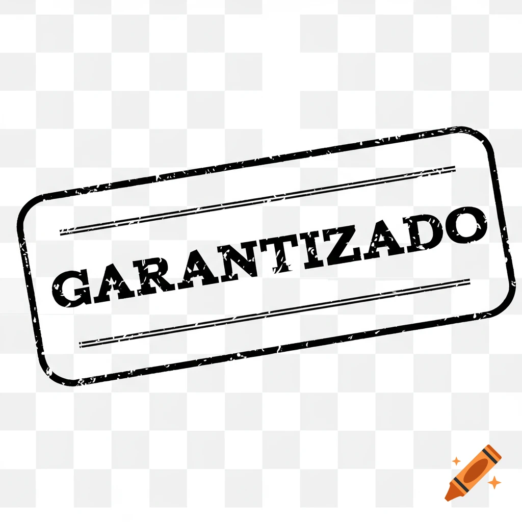 Black and white vintage stamp with rounded corners and 'GARANTIZADO ...