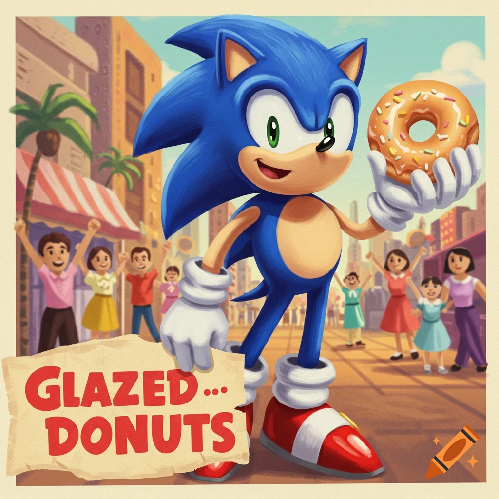Sonic the Hedgehog donut advertisement on Craiyon