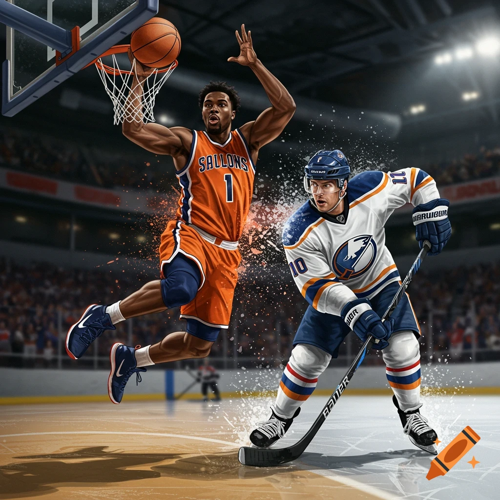 Young boy in orange jersey dunking a basketball in a gym. on Craiyon