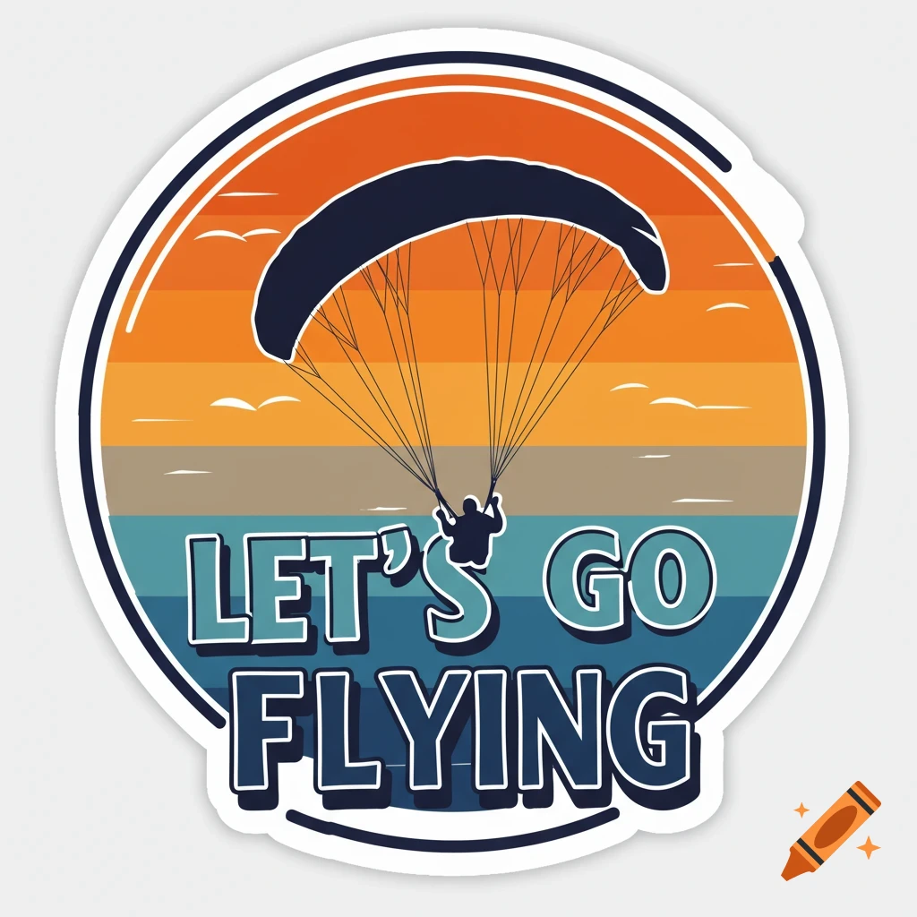 Let's Go Flying paraglider logo sticker on Craiyon
