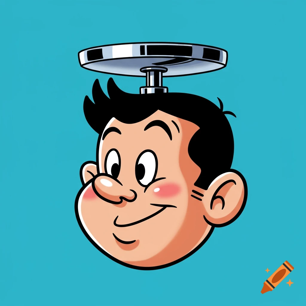 Cartoon head on a swivel on Craiyon