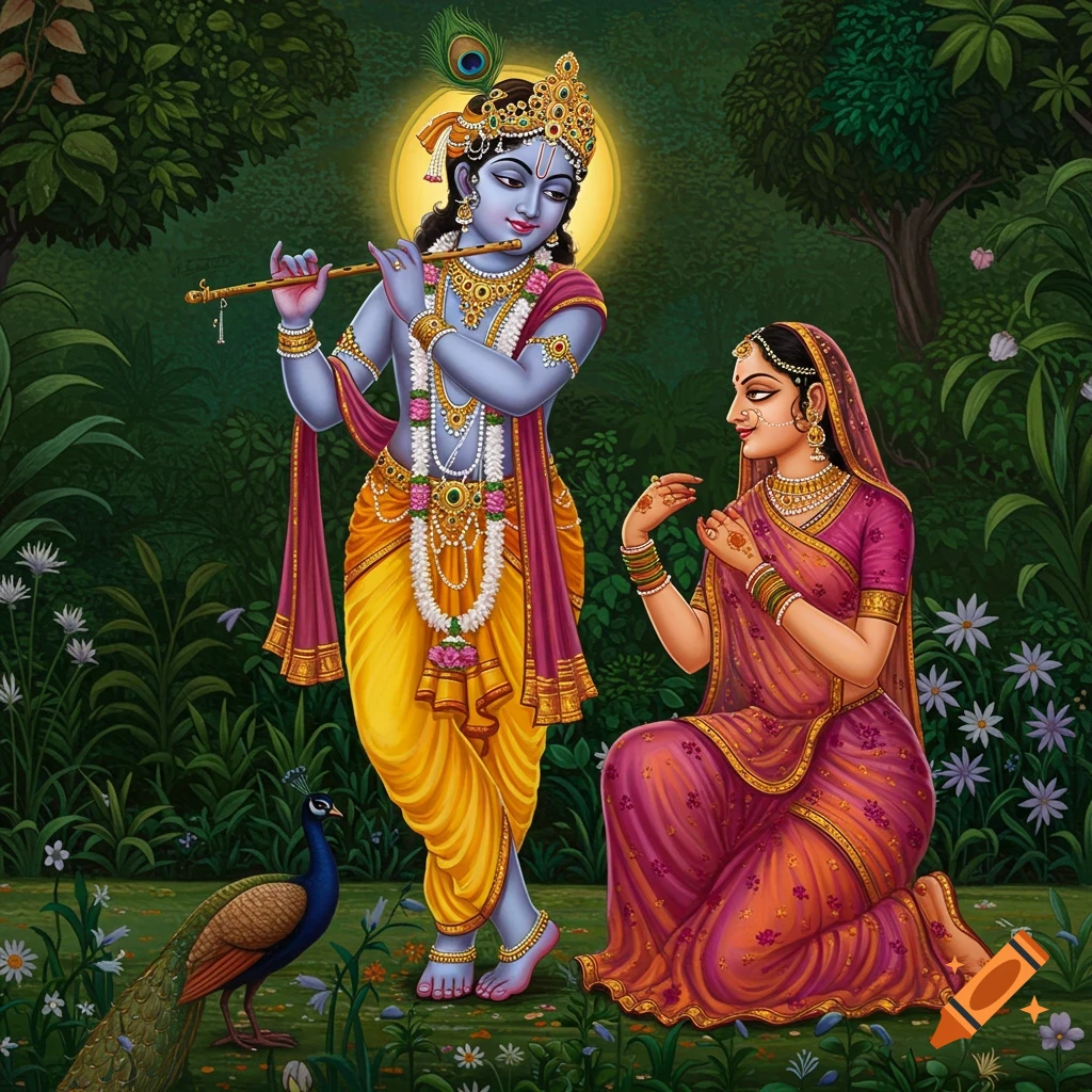 Krishna with devotee woman on Craiyon