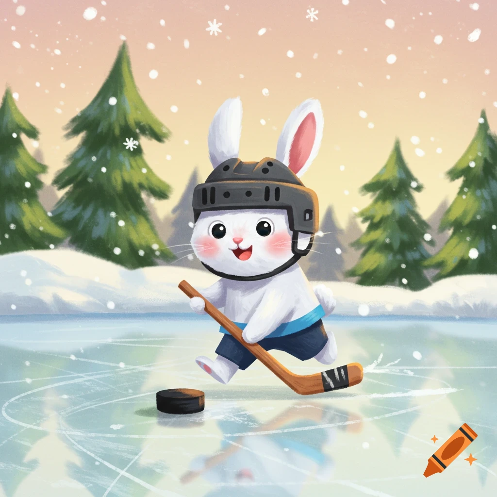 Rabbit playing hockey on Craiyon