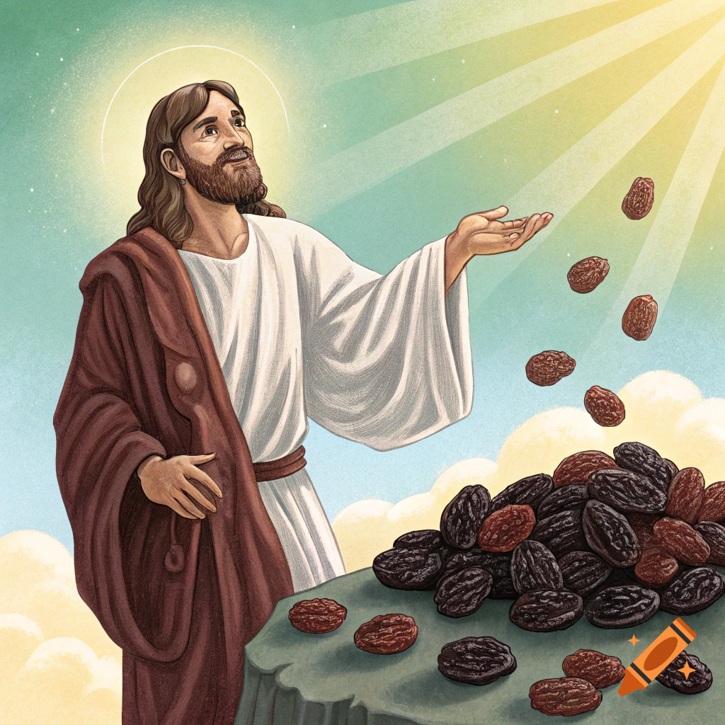 Jesus with the Californian Raisins on Craiyon