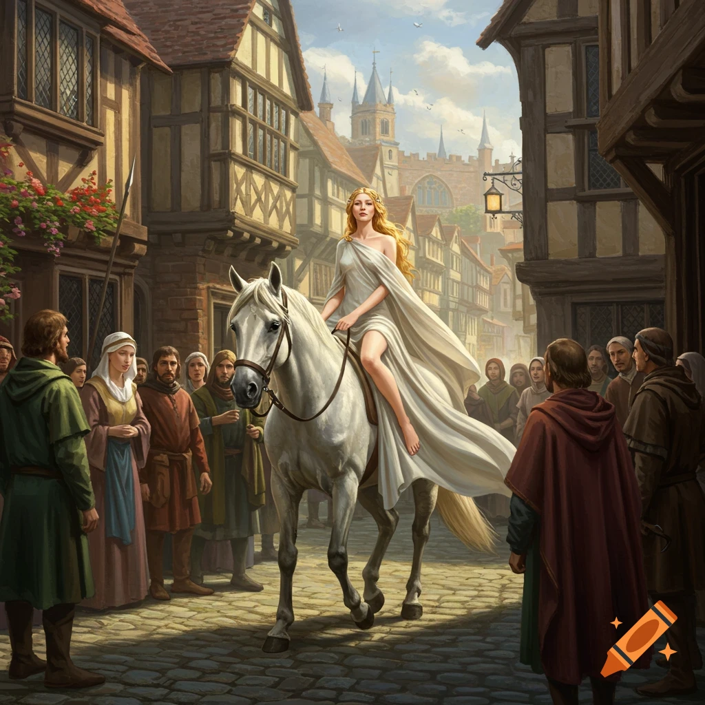 Realistic depiction of Lady Godiva on Craiyon