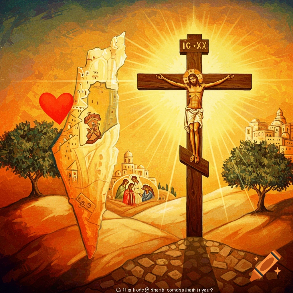 Stylized illustration of people with Israeli flags and a menorah in a ...