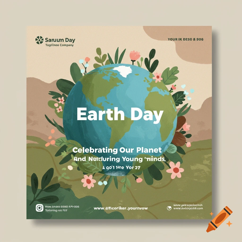 Earth Day social media post for an online tutoring company with earth ...