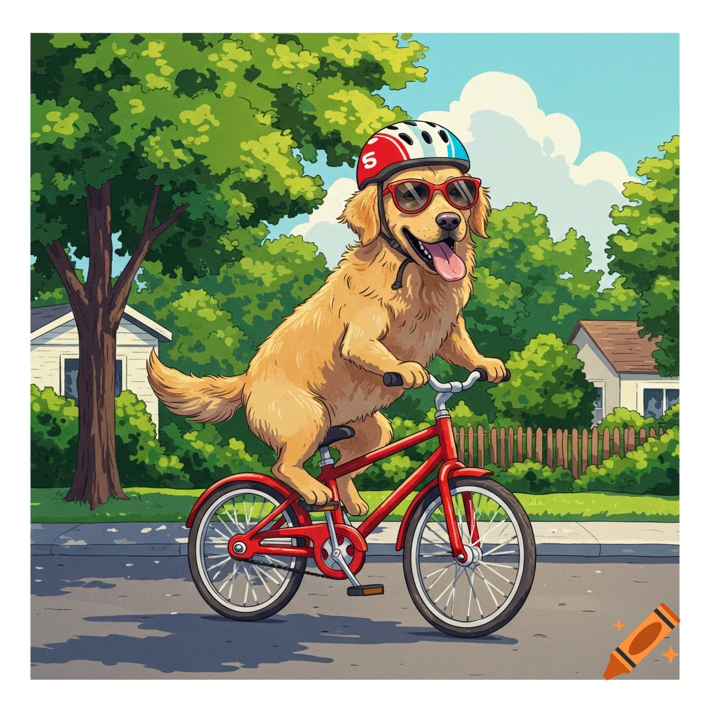 Dog riding a bicycle on Craiyon