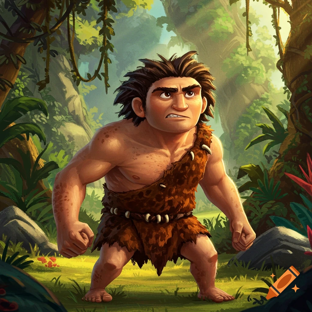 Cartoon illustration of Grug from The Croods, a muscular caveman ...