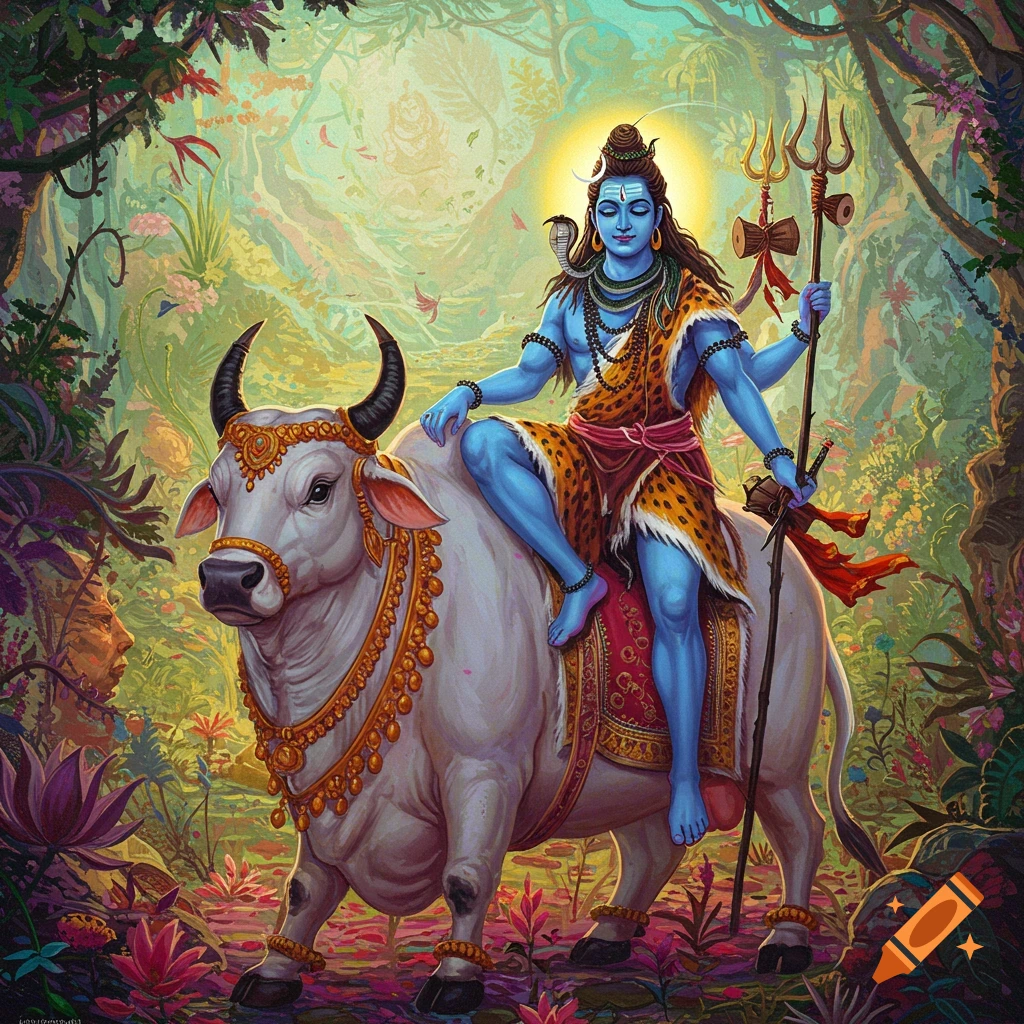 Painting of Rama and Hanuman in a forest clearing, Rama standing with ...