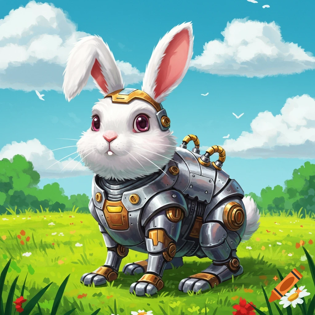 Bunny in a mechanical suit on Craiyon
