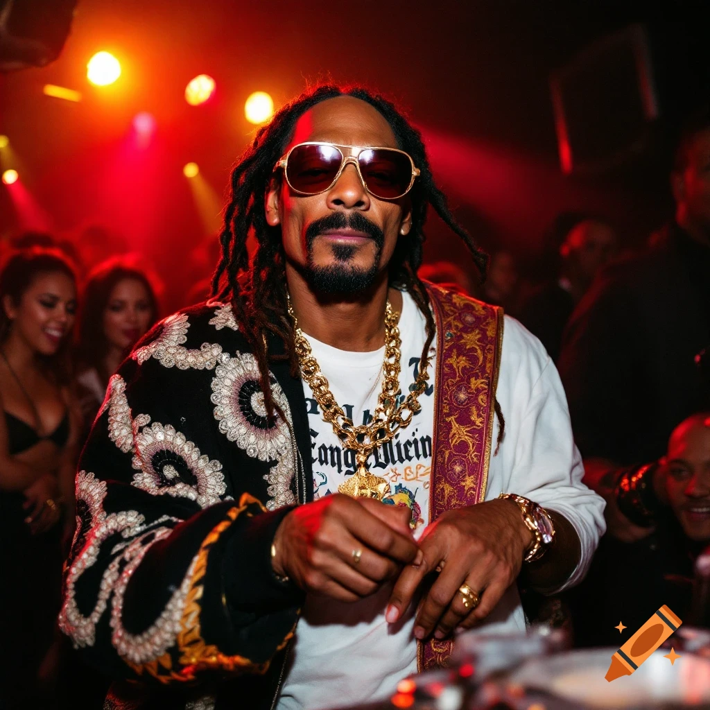 Snoop Dogg and Tomas Cihlar pose for a photo at a party, wearing large ...