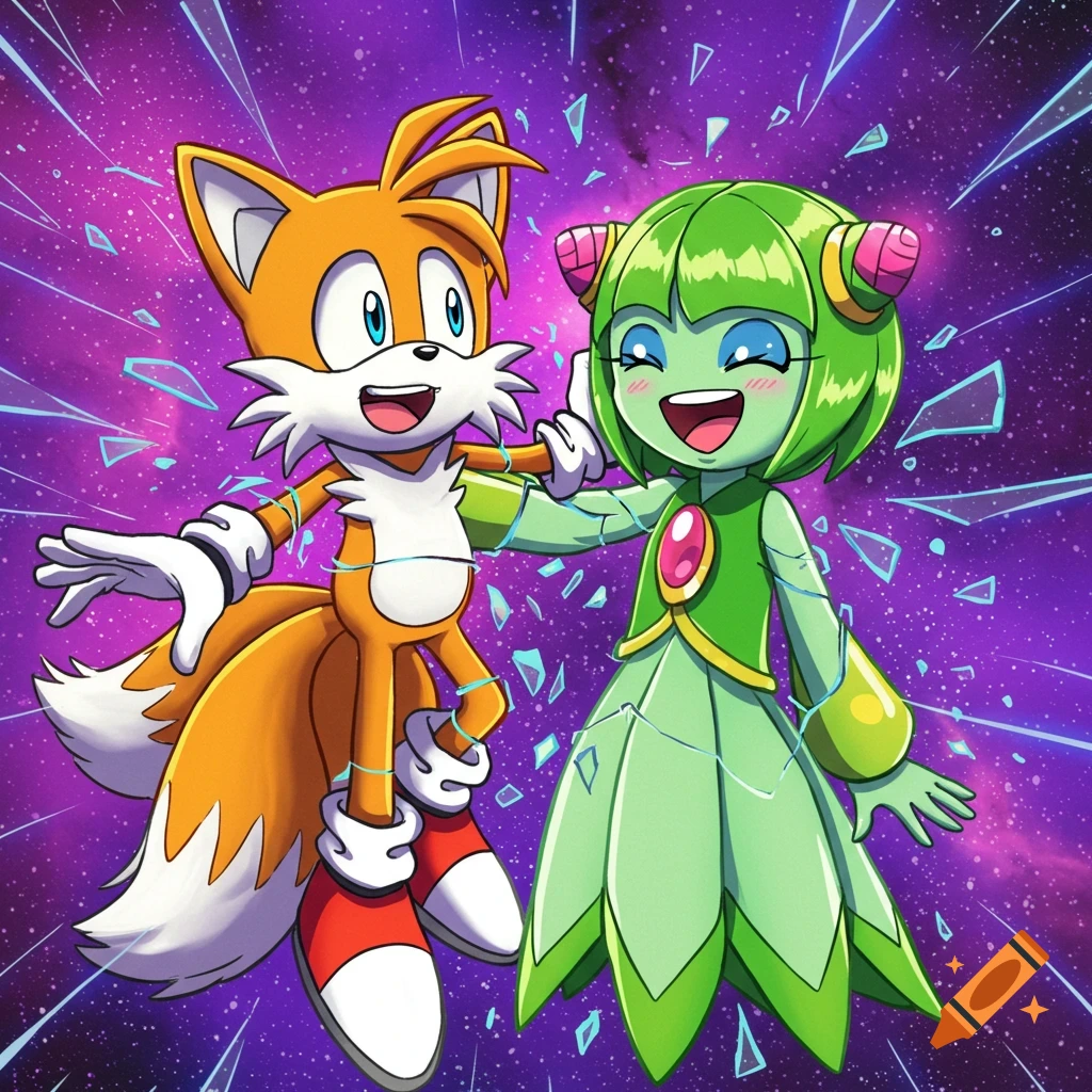 Tails the fox and Cosmo the Seedrian on Craiyon
