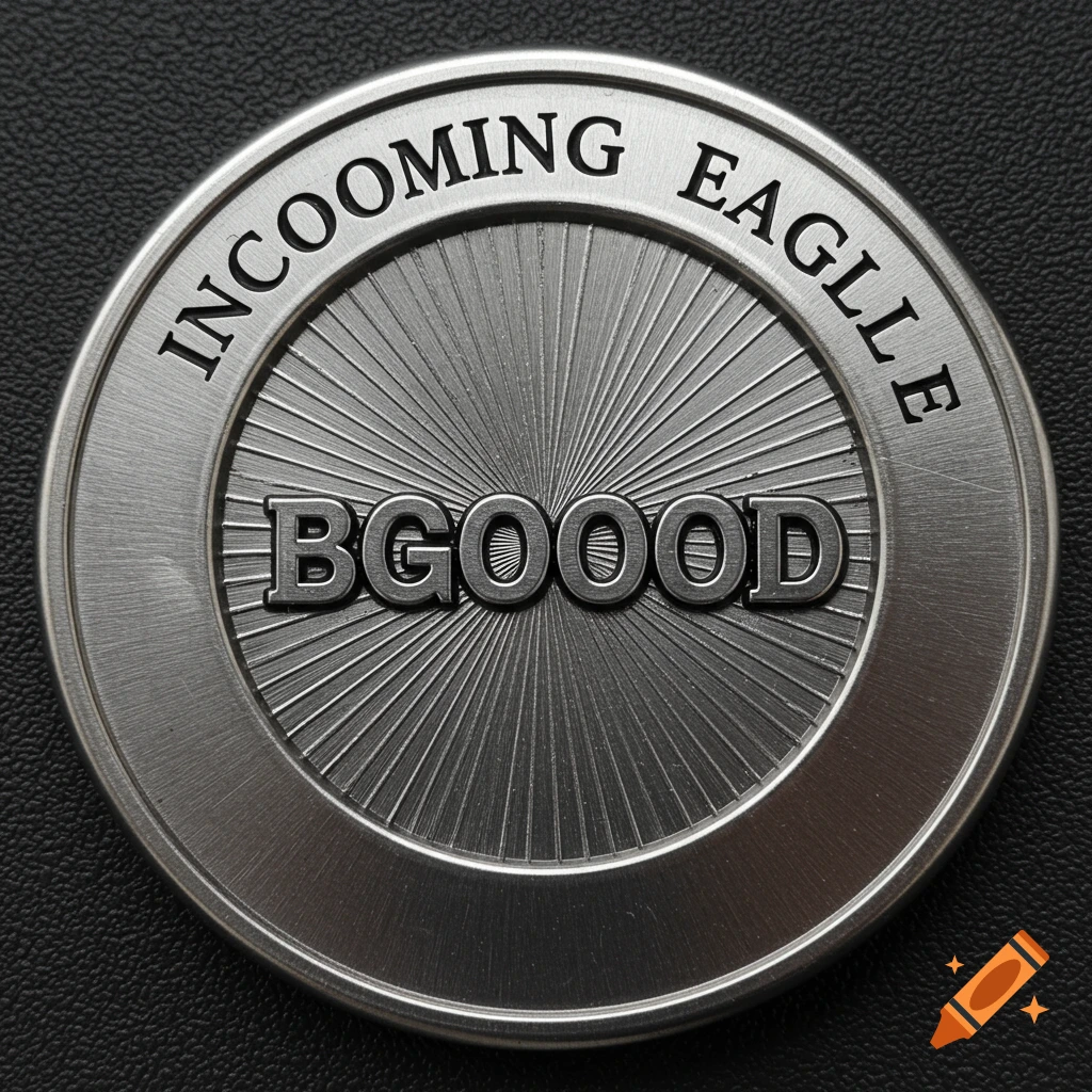 BGOOD golf ball marker with Incoming Eagle text on Craiyon
