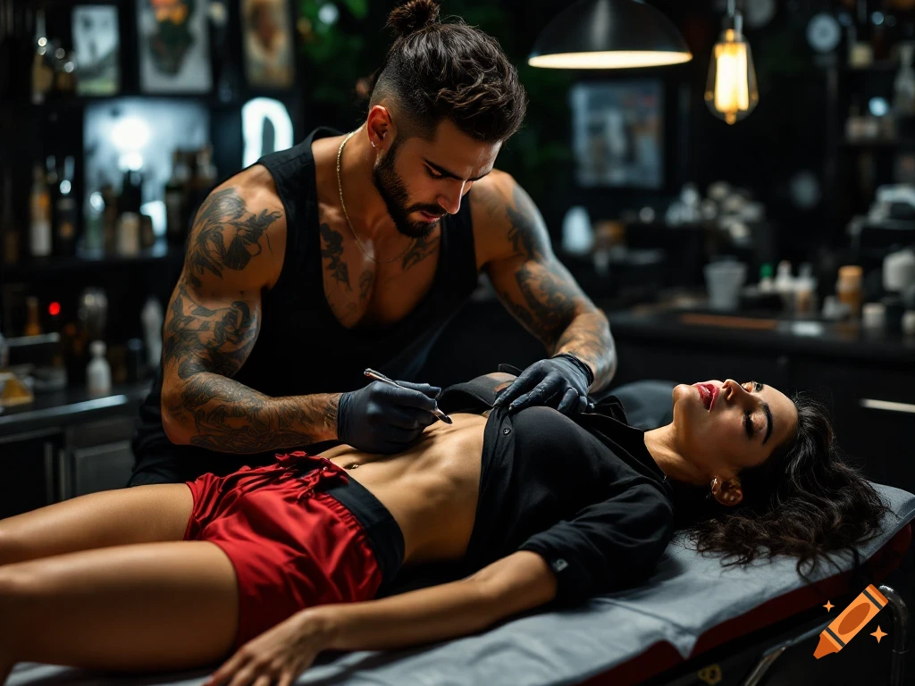 Deepika Padukone with abs getting a navel piercing on Craiyon