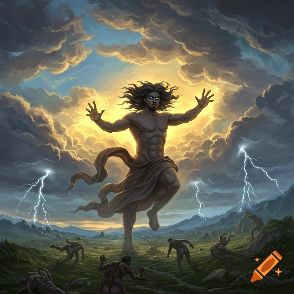 God of wind creating a storm on Craiyon