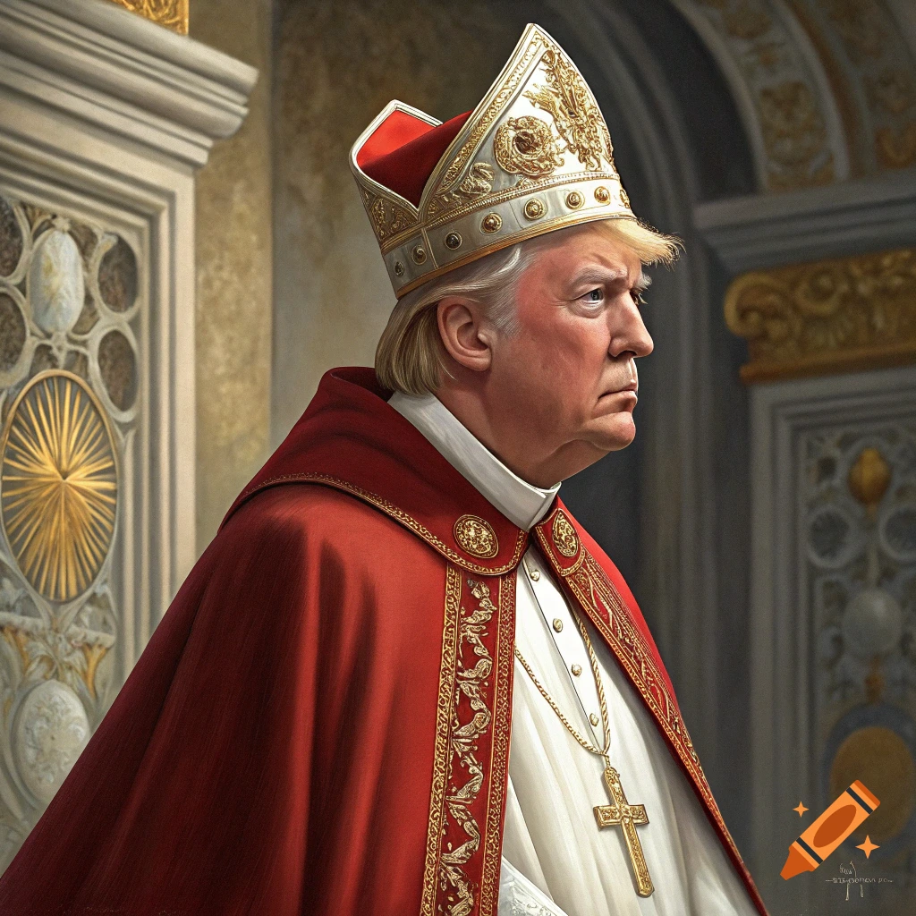 Portrait of a man wearing ornate Pope's regalia, including a golden ...