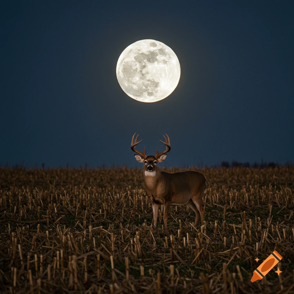 Realistic whitetail buck standing in a forest, looking at the camera ...