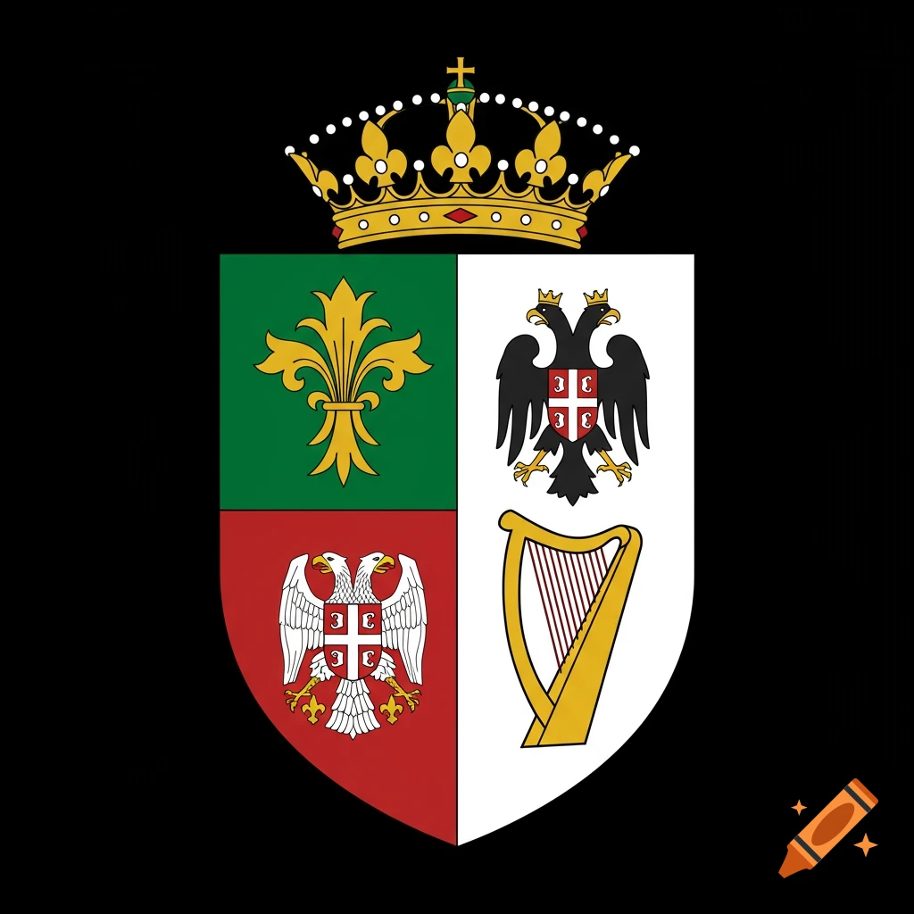Simplistic coat of arms combining Italian, Serbian, and Irish elements ...