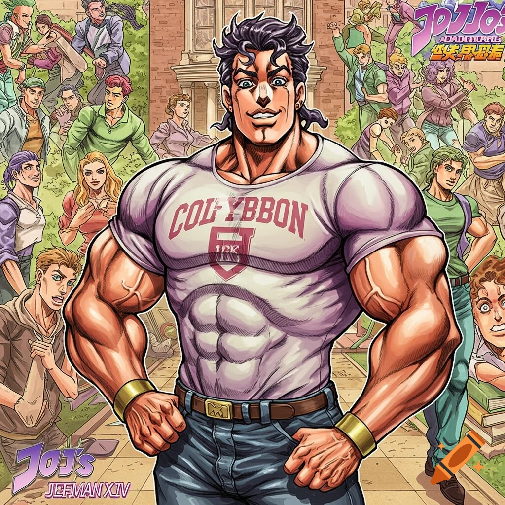 Muscular college student Jeff Jeffman XXIV in Jojo's Bizarre Adventure ...