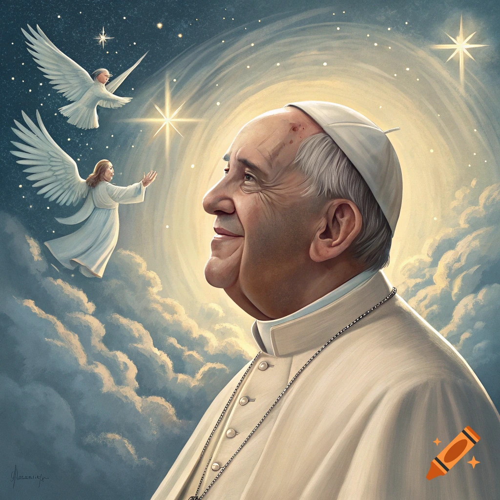 Pope Francis in heaven on Craiyon