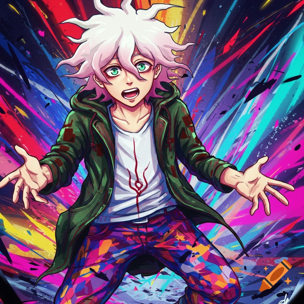 Monokuma and Bill Cipher shake hands in a supermarket aisle. on Craiyon