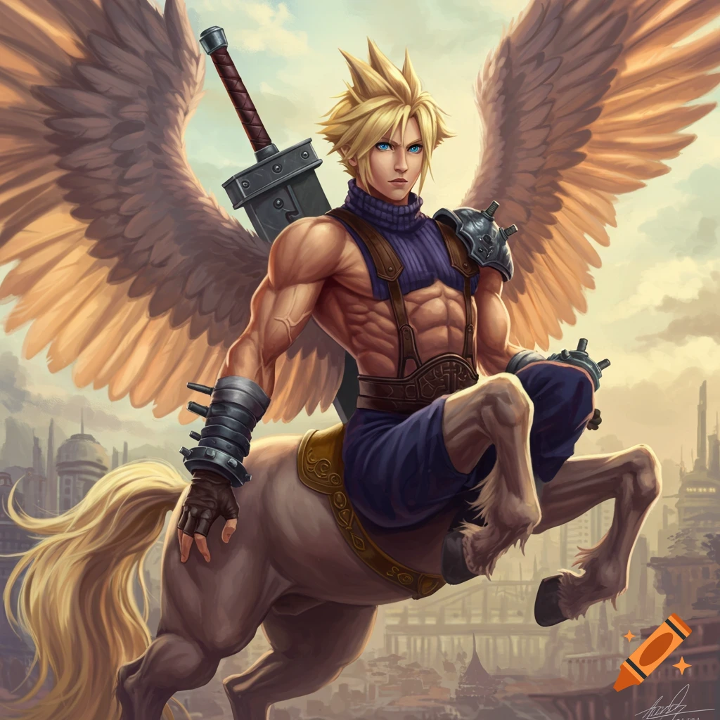 Furry character as Cloud Strife from Final Fantasy VII holding the ...