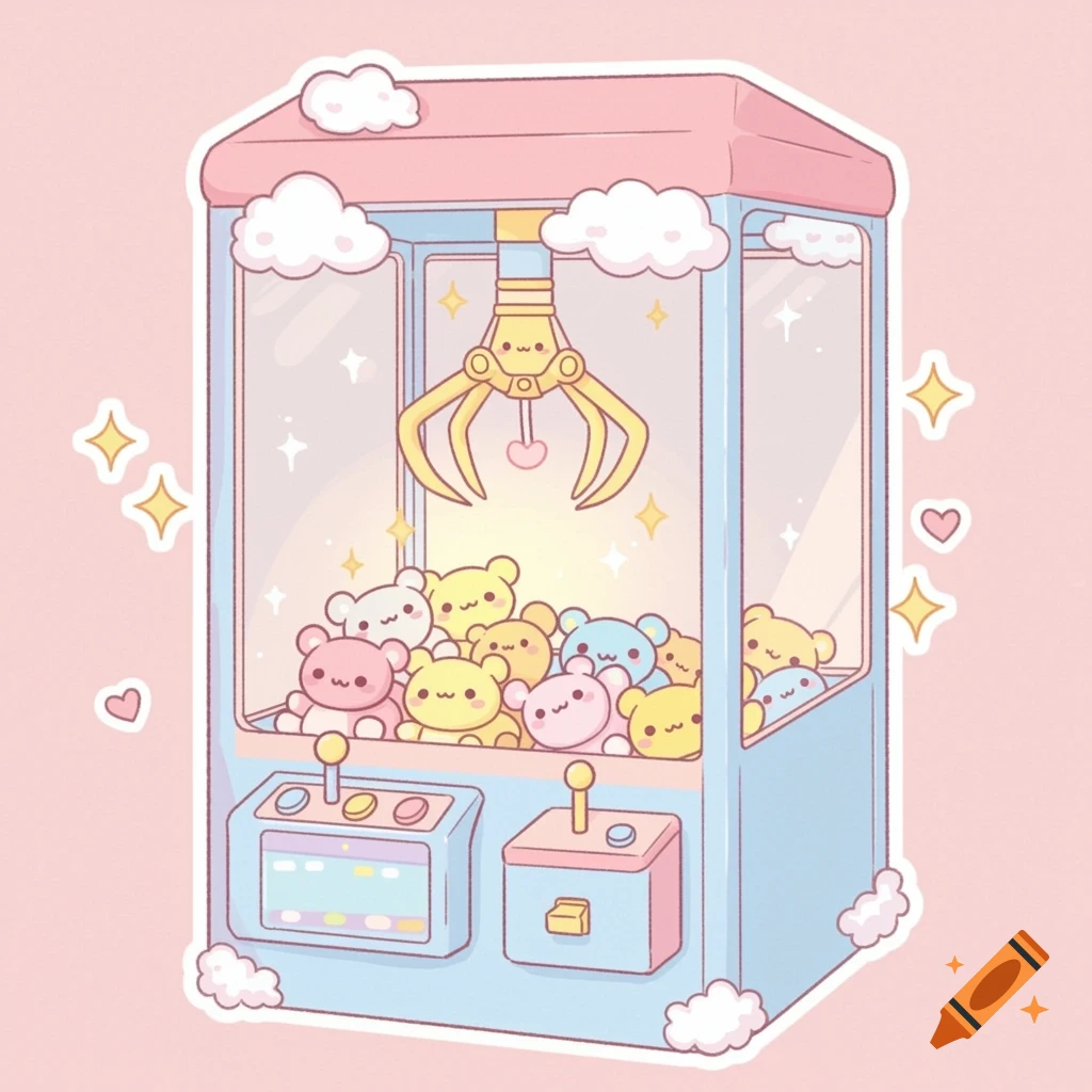 Cute kawaii claw machine sticker on Craiyon