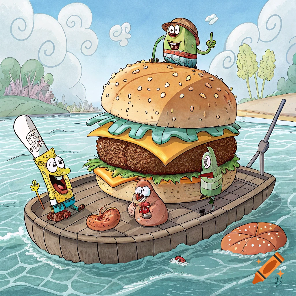 SpongeBob-style underwater scene with houses made from a pineapple ...