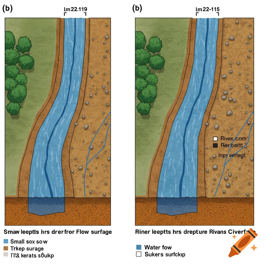 River section with varying flow depths for scientific paper. on Craiyon