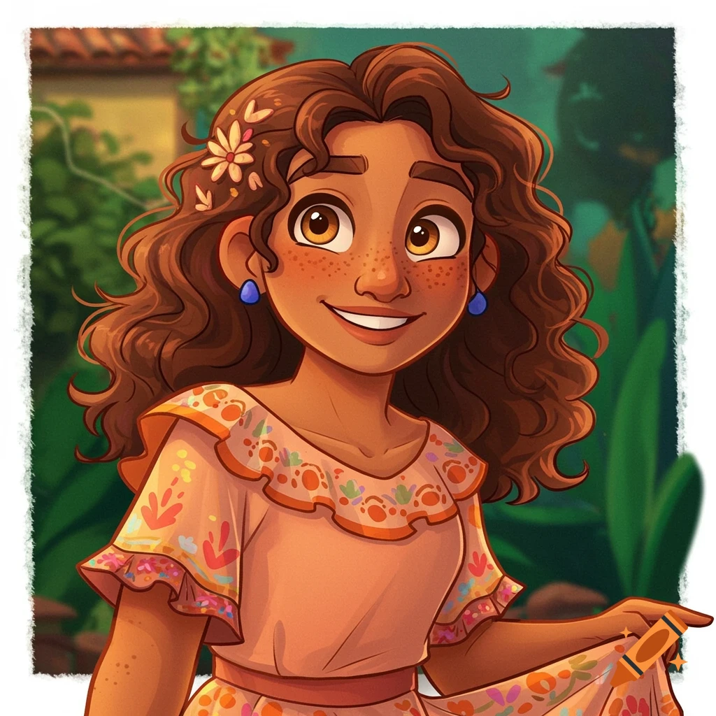 Disney style girl of Encanto couple Pepa and Felix Madrigal on Craiyon