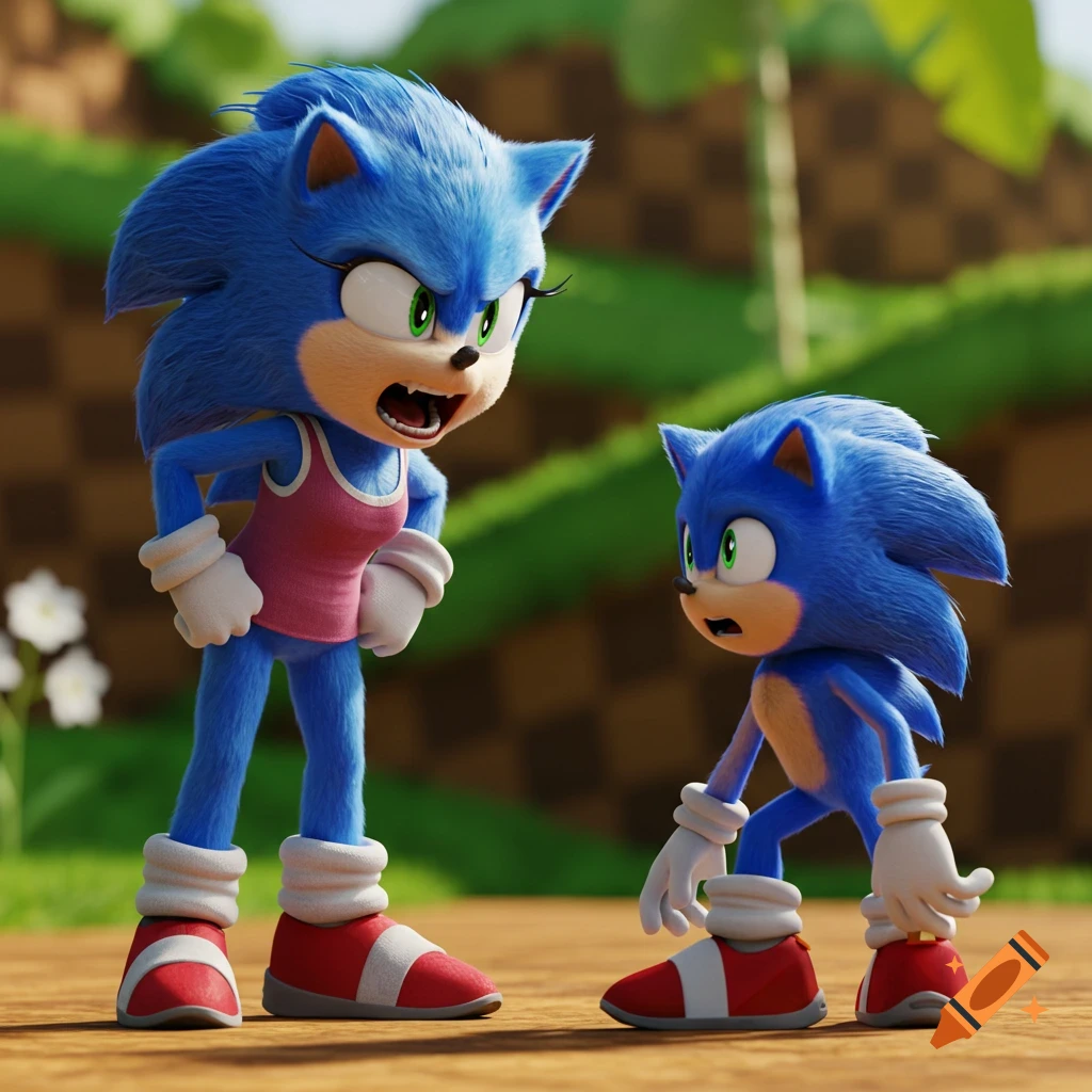 Sonic the Hedgehog's mom yelling at Sonic on Craiyon